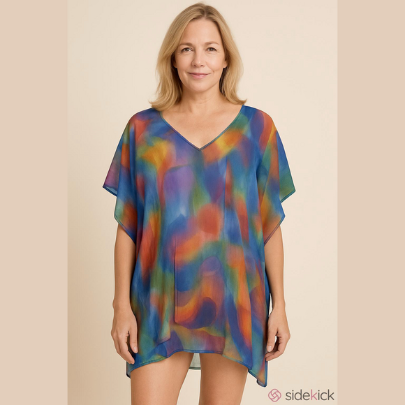BECCA | Swim | Becca Blue Orange Relaxed Tunic Swim Coverup Sku554 ...